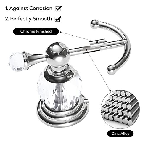 Crystal Robe Hook Chrome Towel Hook For Bathroom Wall Mounted Silver ...