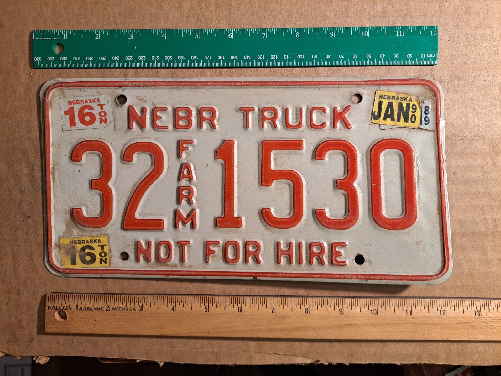 License Plate, Nebraska, 1989f, Farm Truck, Not for Hire, 32 1530 | eBay