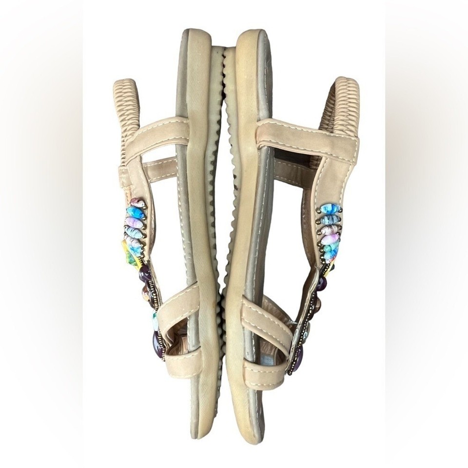 SIKETU SUMMER SLING BACK SANDALS BEACH BOHEMIAN BEADED STONE DETAILS ...