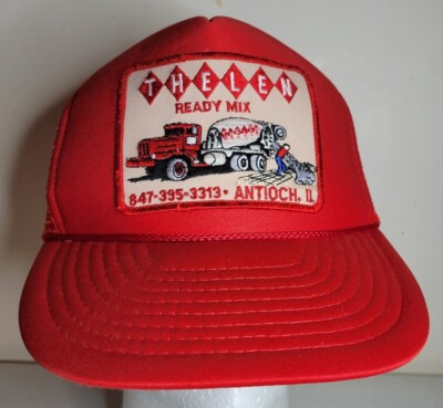 Vintage Thelen Ready Mix Cement Truck Trucker Hat Cap Red SnapBack ...
