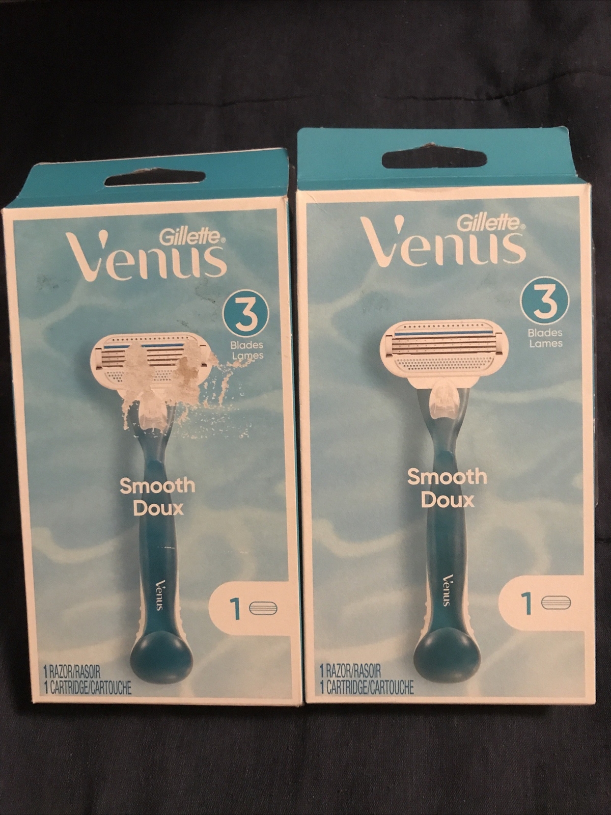 2 NEW Gillette Venus Smooth Doux Women's Razor, 1 Handle, 1 Cartridge ...