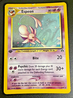 1st Edition Espeon 1/75 Neo Discovery Pokemon Card Holo Foil Rare HP | eBay
