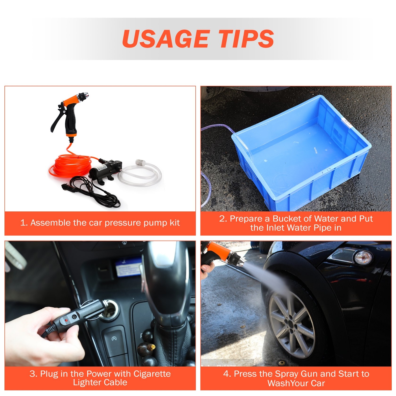 12V 100W Upgraded Water Pump Auto Washer Sprayer Gun High Pressure Car ...