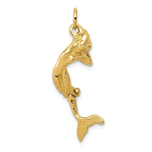 14k 14kt Yellow Gold Mermaid Charm 30mm X 10mm | eBay