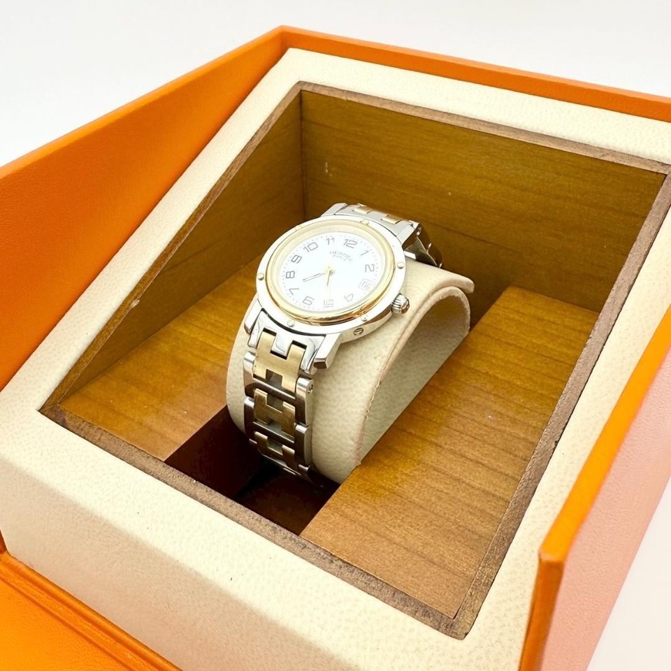 Hermes Clipper CL4.220 Ladies Gold & White Dial Wristwatch | eBay
