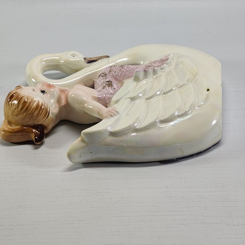 Vtg Mermaid Riding Swan Wall Hanging Iridescent Wall Art FLAWED | eBay