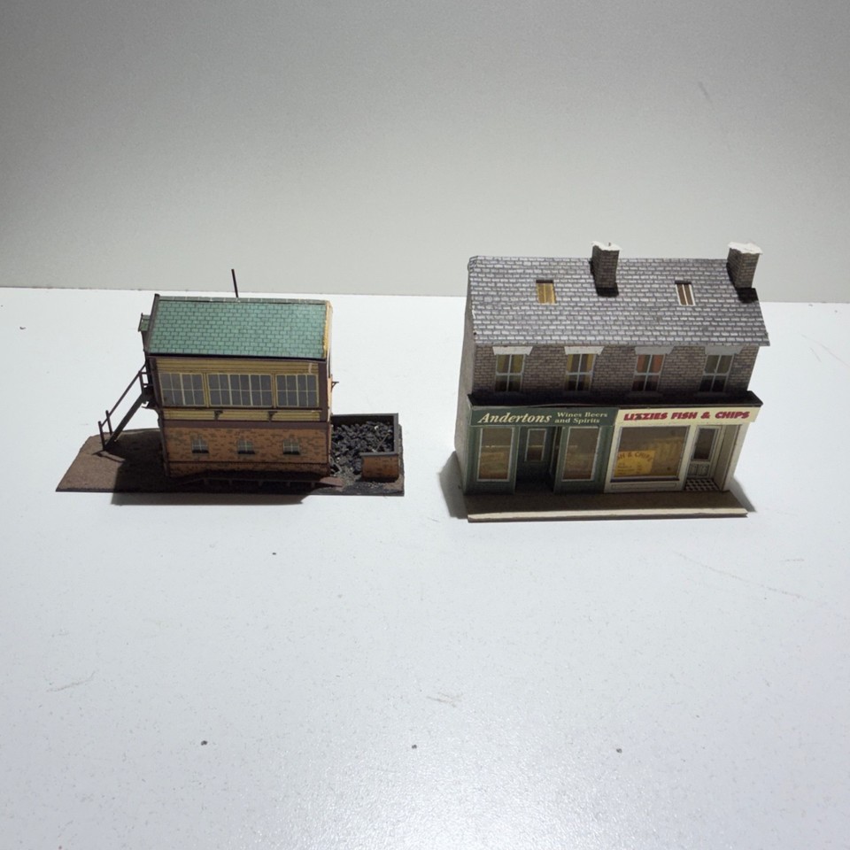 Custom Lot of 3 HO Scale British Buildings - Station, Switch Tower, and ...
