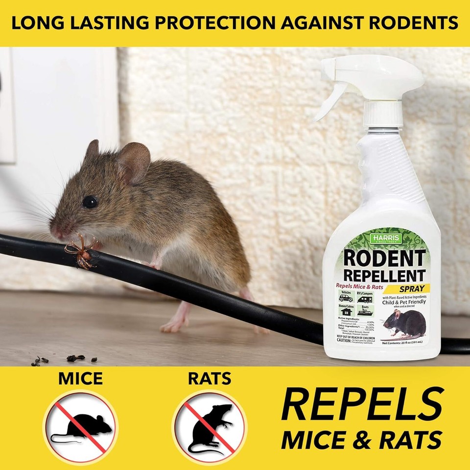 Harris Rodent Repellent - Peppermint Oil Mice Spray for House and Car ...