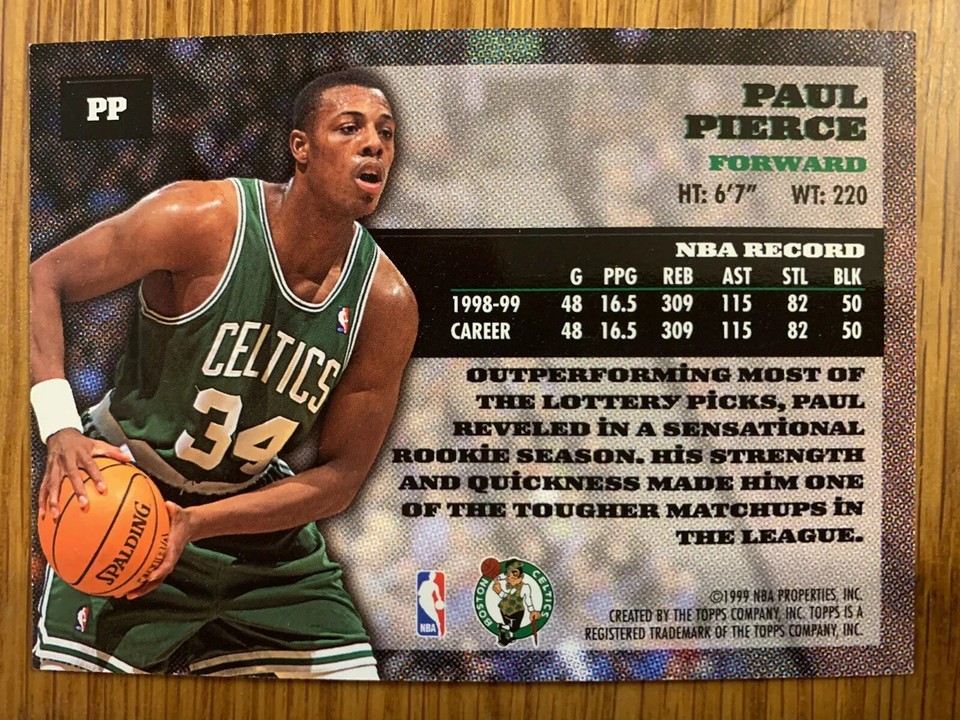 Paul Pierce 1999-00 Topps Certified Autograph Issue Boston Celtics ...