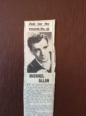 B9a Ephemera 1961 Picture Article Singer Michael Allen | eBay