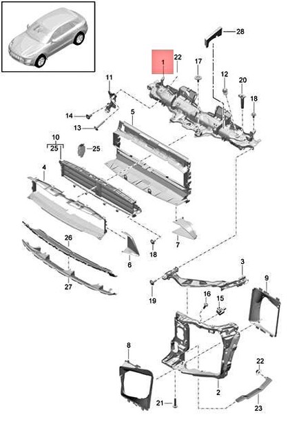 Genuine Porsche Macan Radiator Core Support Upper Tie Bar Carrier ...