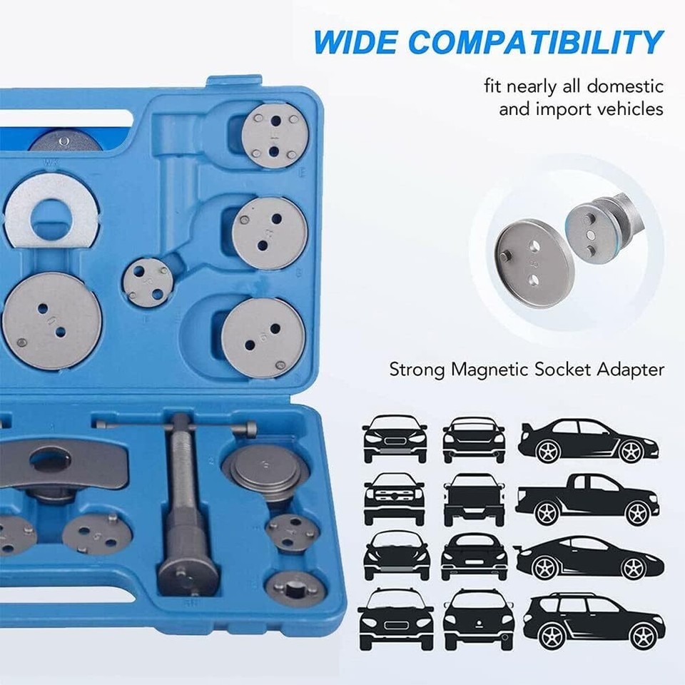 23pc Brake Caliper Rewind Tool Set Kit Wind Back Piston Car For VW Ford ...