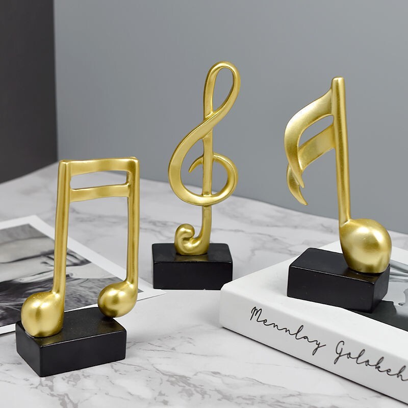 Golden Music Note /Statue Sculpture Piano Symbol Desktop 3pieces | eBay