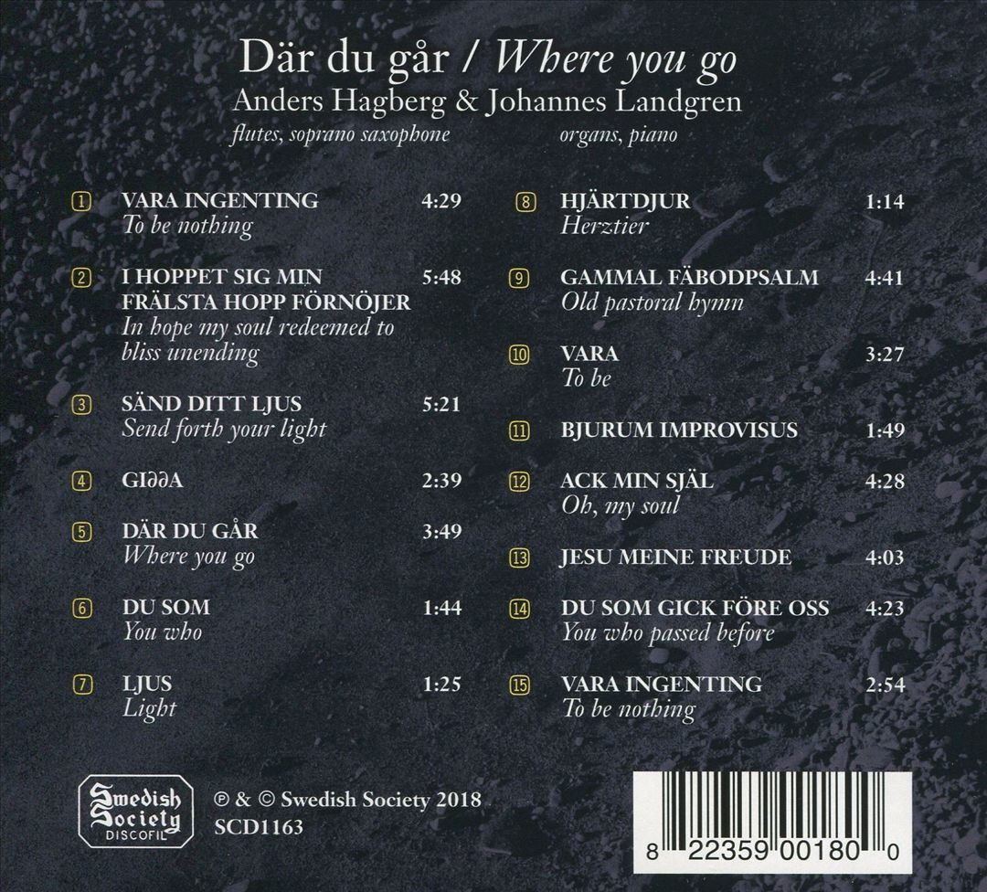 ANDERS HAGBERG / JOHANNES LANDGREN DÄR DU GÅR (WHERE YOU GO) NEW CD 822359001800| eBay