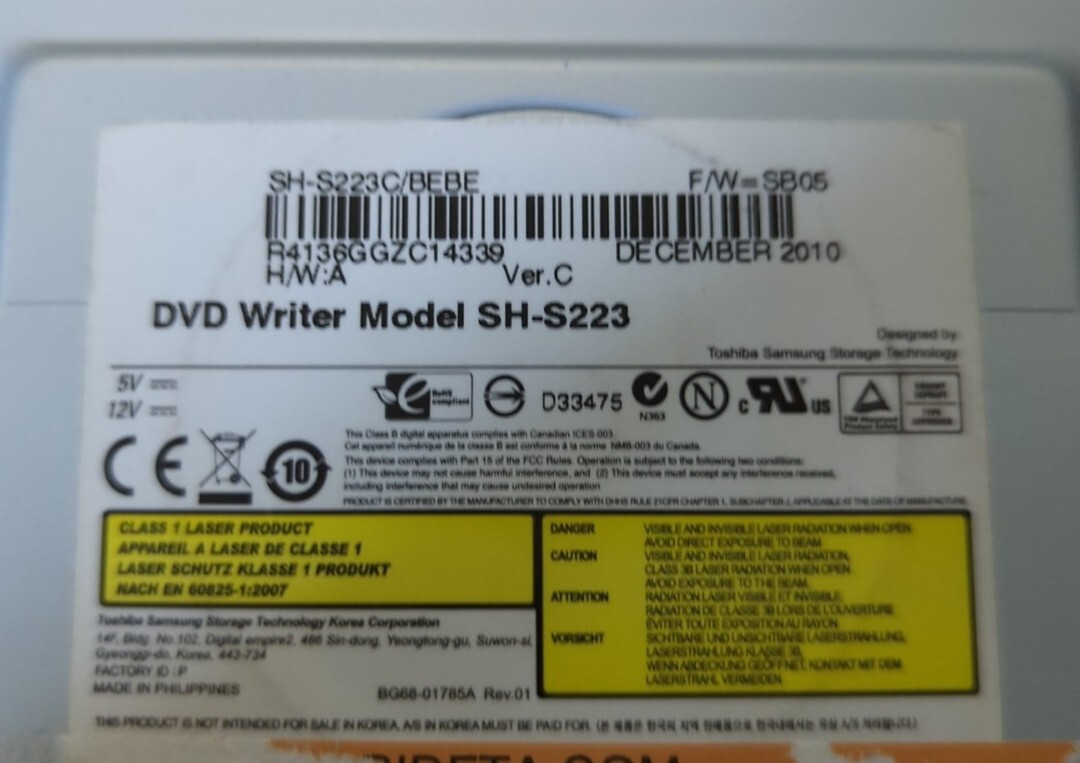 Samsung Toshiba Model Sh-s223 SATA DVD Writer Drive 22x for sale online ...