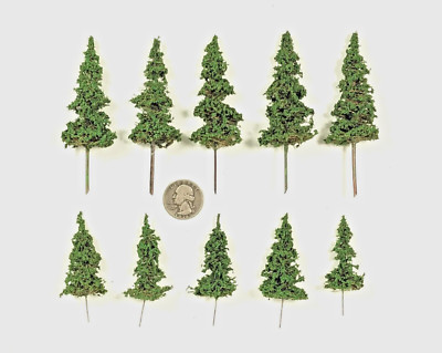 10 pcs 2" & 3" ELK RIVER FRESH GREEN PINES Model Trees Railroad Layout ...