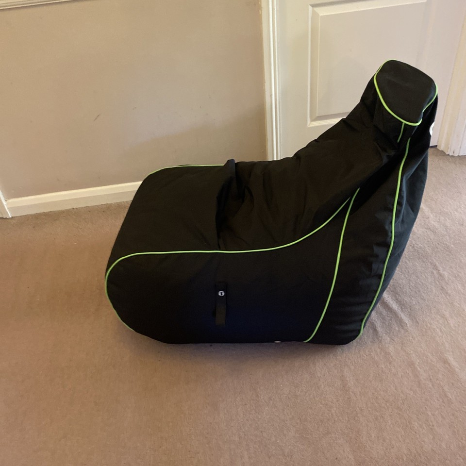 Game Over Gaming Bean Bag Kids Black green trim | eBay UK