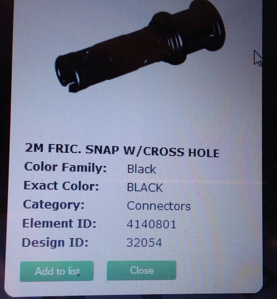 LEGO / Lot Of 15 Black / 2M Fric. Snap W-Cross Hole / Pin / 4140801 / ...