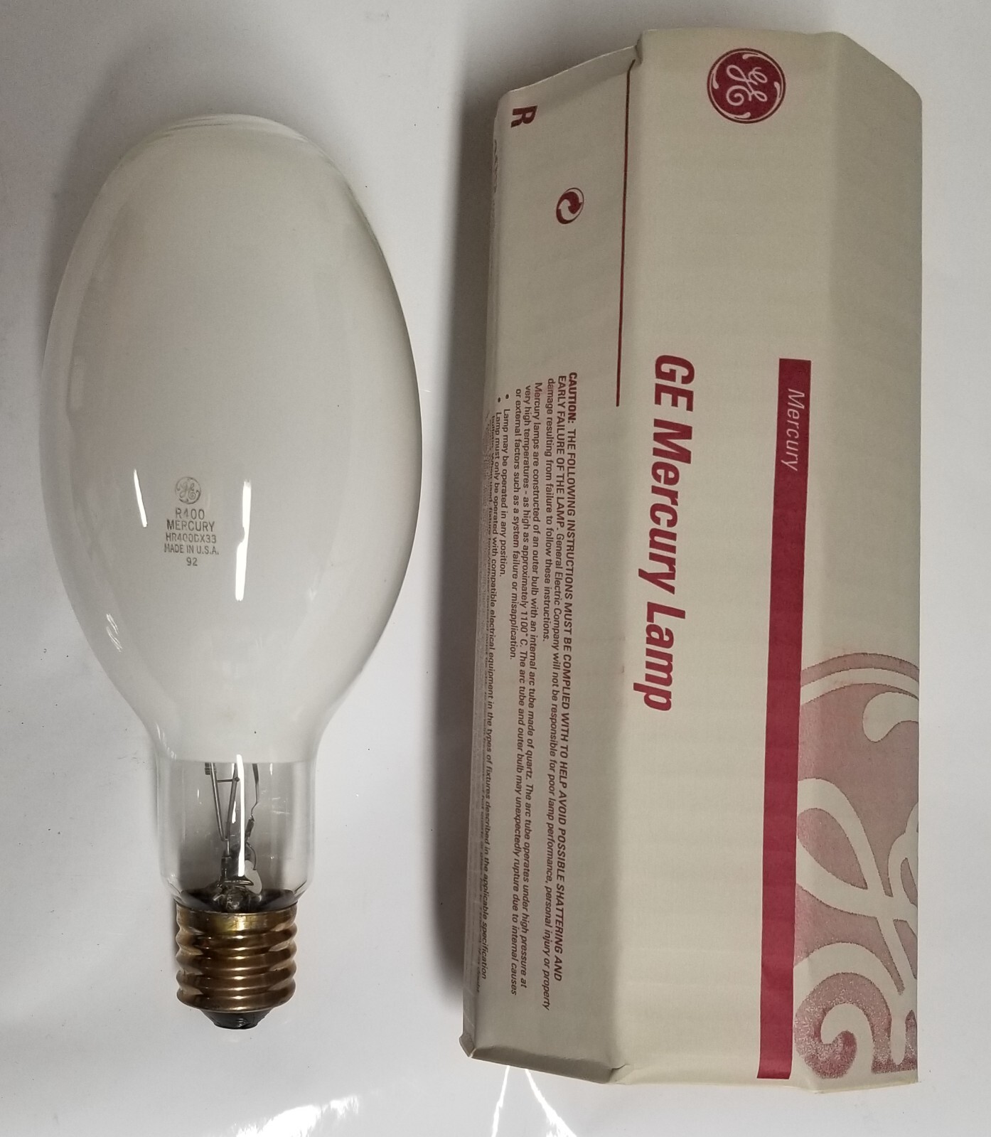GE R400 HR400DX33 Mercury Lamp 400-WATT Soft White Light Bulb Mogul ...