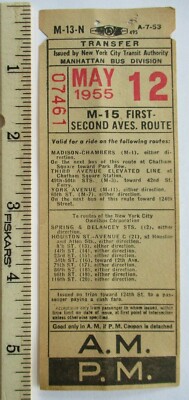 1955 NYCTA M-15 1st 2nd Av Routes New York City Transit NYC Bus ...