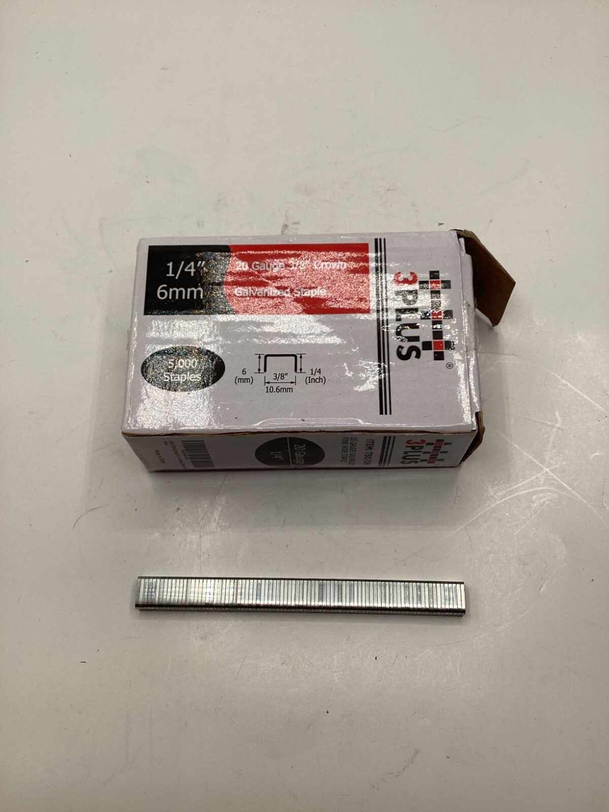 Box of 5000 3PLUS T50/06 20 Gauge Galvanized Fine Wire Staples 1/4" 3/8 ...