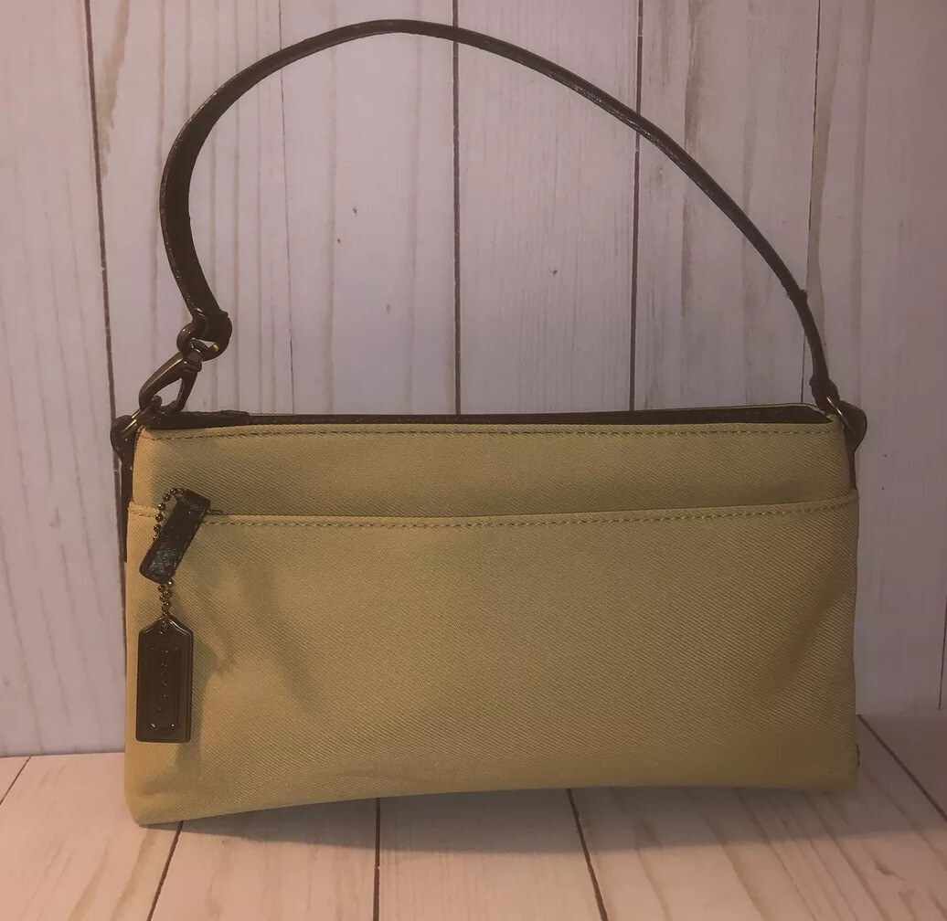 COACH Beige Canvas, Black Leather Mini Hand Bag Purse… - Gem