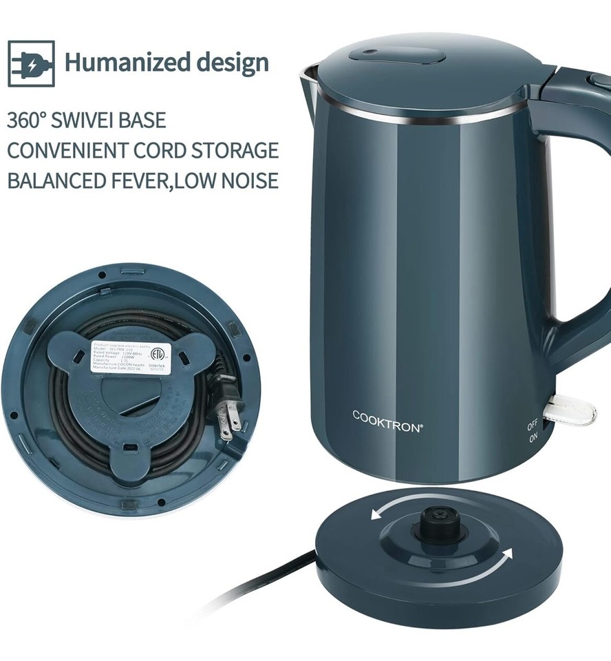 Water Kettle 1.7L/57.5OZ Electric Kettle, Easy to Clean Kettle, Double ...
