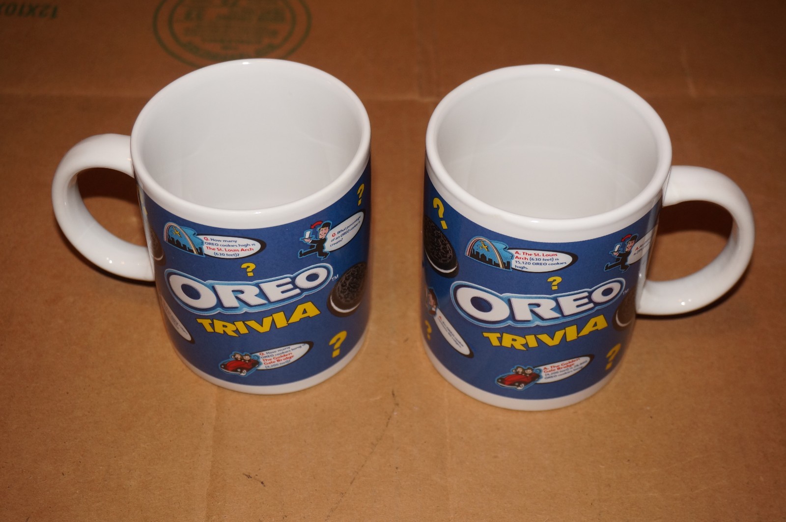 SET OF 2 NABISCO OREO TRIVIA CERAMIC COFFEE MUGS 3.75" HIGH | eBay