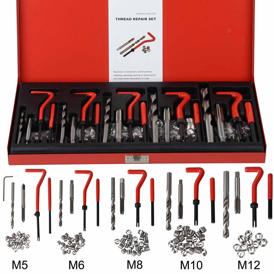 131Pcs HSS Thread Repair Kit Drill Helicoil Metric Set Heli Coil Tap ...