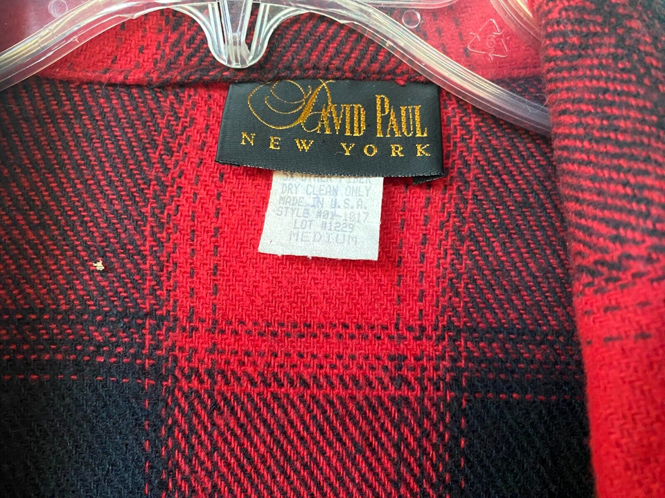 VTG..U.S.A.DAVID PAUL..RED BUFFALO PLAID..LIGHTWEIGHT..FLEECE..JACKET ...