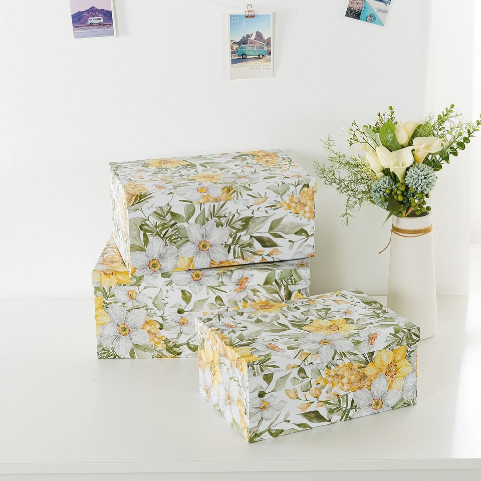 Garden Glory Decorative Boxes with Lids - Set of 3: Floral Photo ...