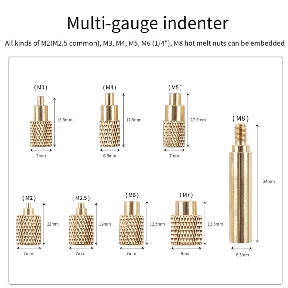 Heat Insert Iron Tip M2-M8 Brass Hot Melt Heat Insertion Tool for ...
