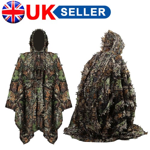 Men Tactical 3D Leaf Woodland Cloak Ghillie Suit Outdor War Game ...