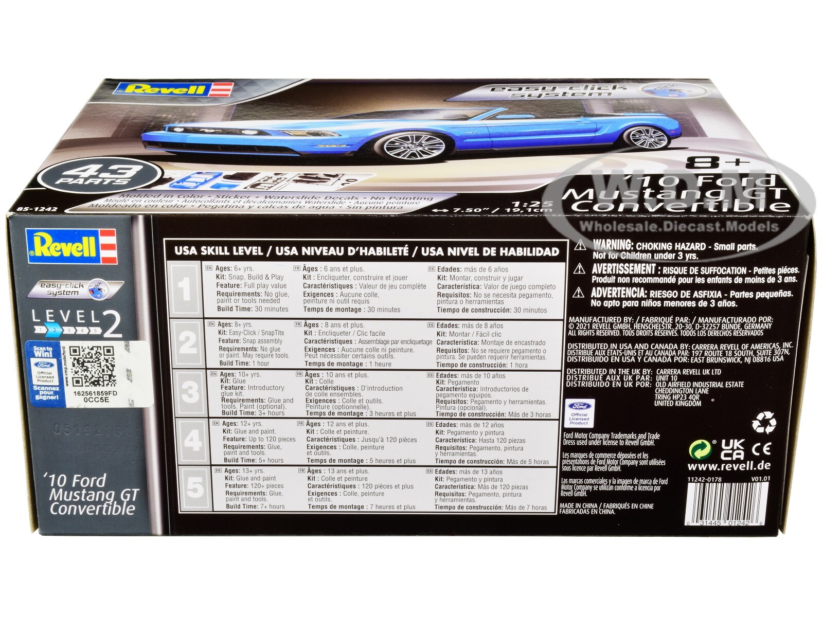 LEVEL 2 EASY-CLICK MODEL KIT 2010 FORD MUSTANG GT BLUE 1/25 BY REVELL ...