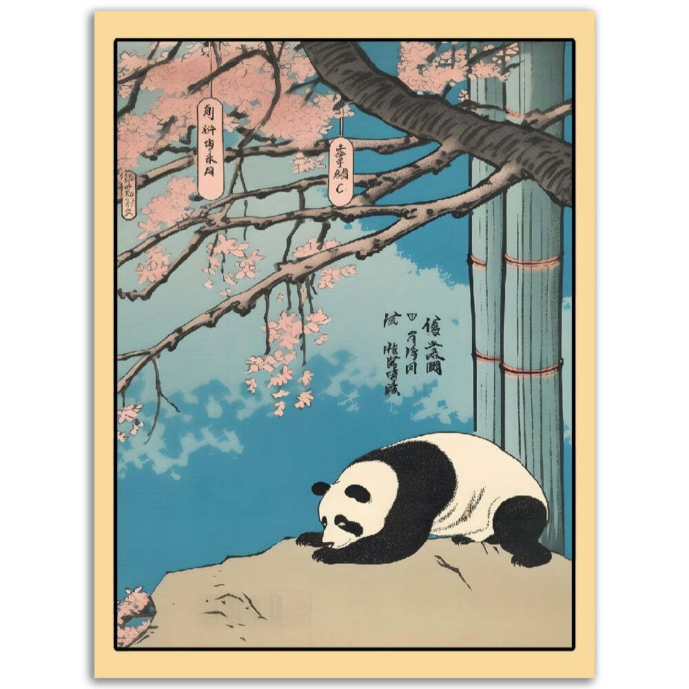 Sleeping Panda Japanese Art Print, Woodblock Style, Ukiyo-e, Koitsu ...
