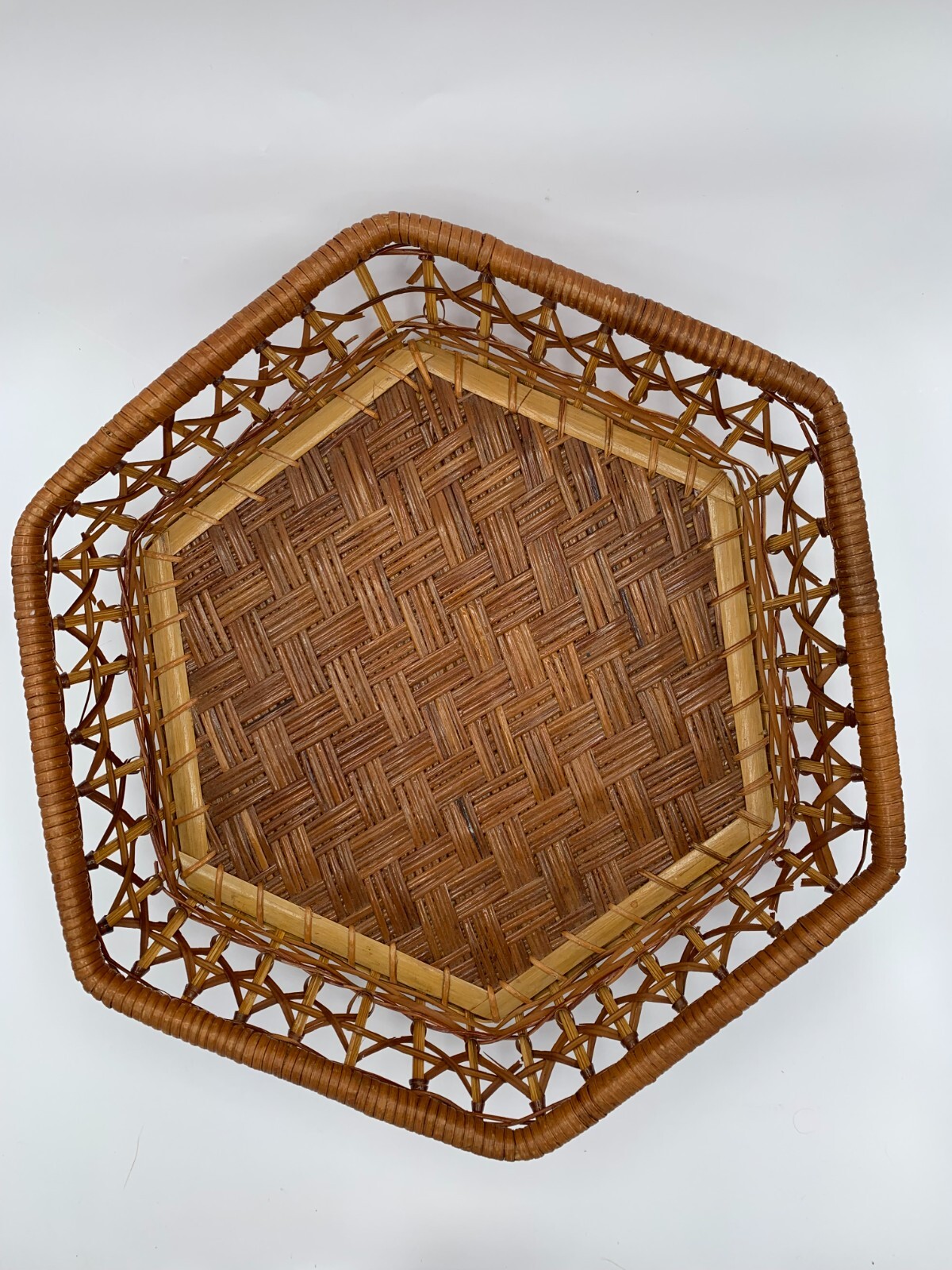 Hexagon Shaped Rattan Wicker Bamboo Woven Basket | eBay