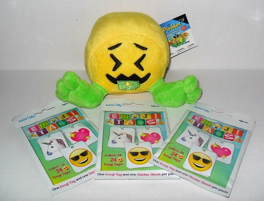 EMOJI PLUSHIEZ VERSION 1.0 PLUSH 6"INCH VOMITING & (3) EMOJI TAGS PACKS ...
