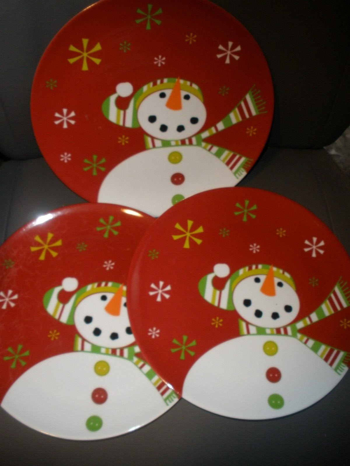 Lot of 3 NEW Melamine Snowman Plates 11" (SU48) | eBay