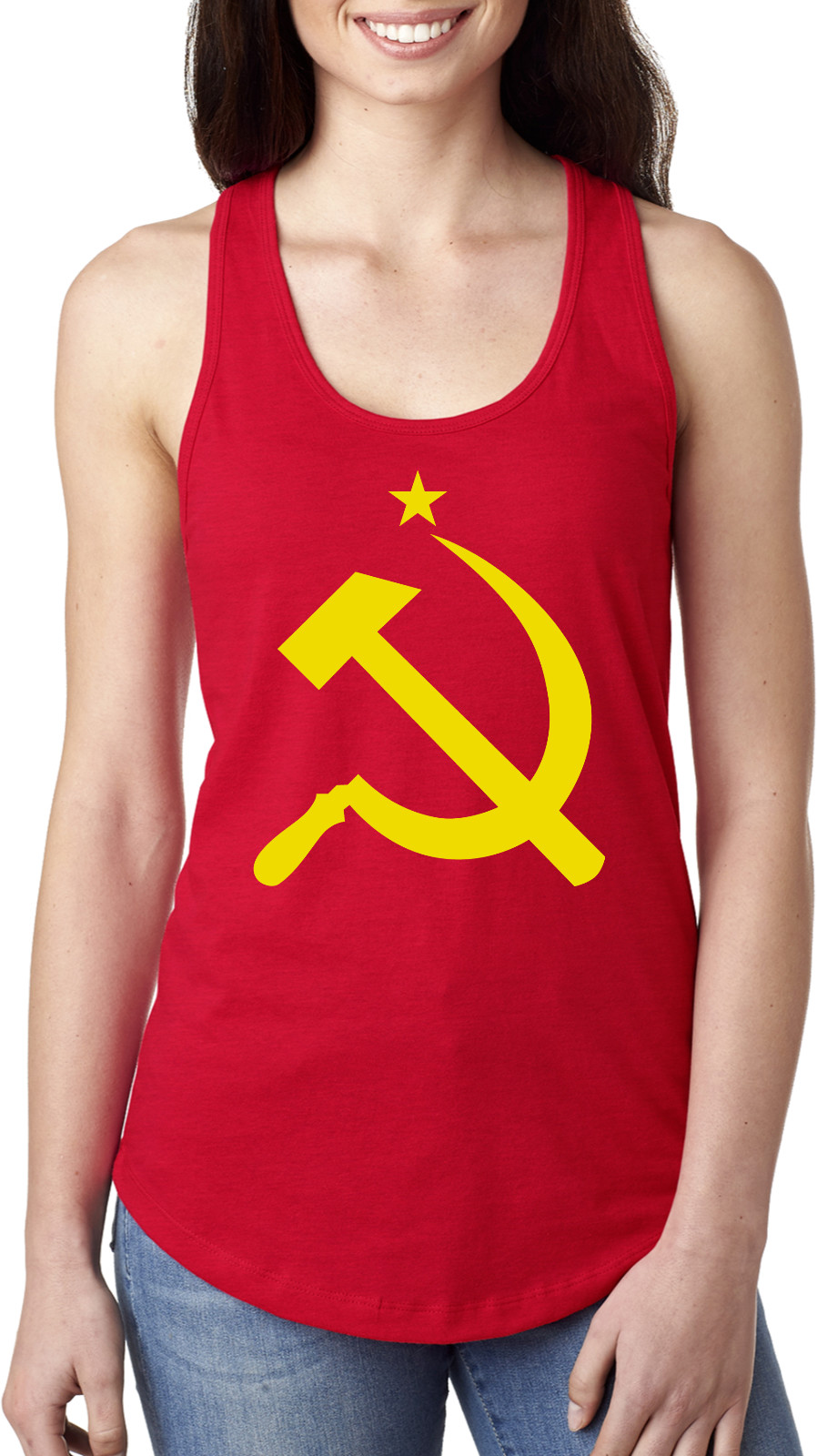 Buy Cool Shirts Ladies Soviet Union Tank Top Yellow Hammer and Sickle ...
