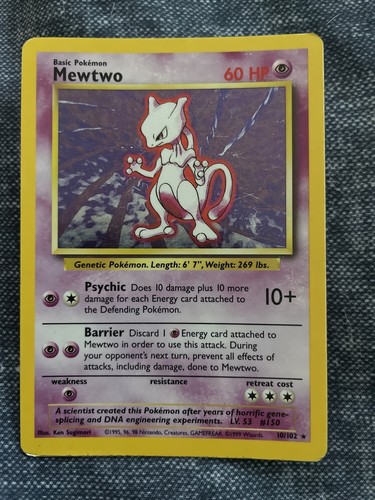 Pokémon TCG Mewtwo Base Set 10/102 Holo Unlimited Holo Rare. Near Mint ...