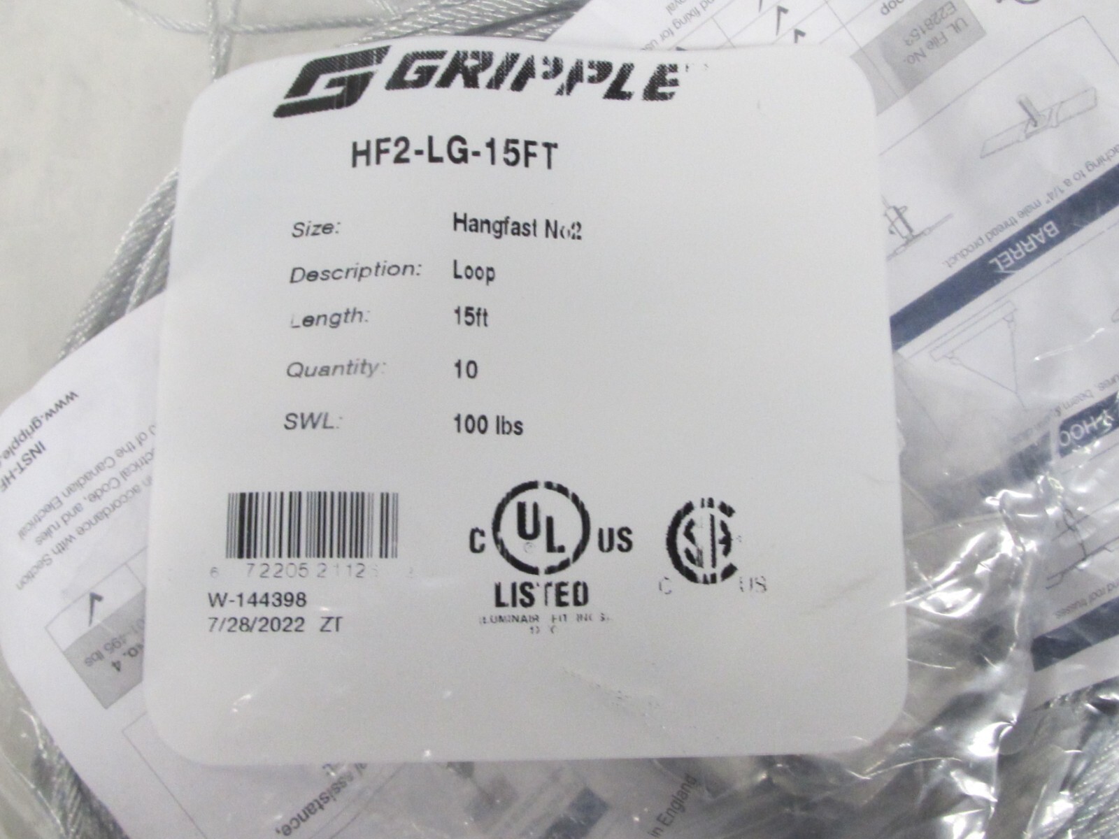 GRIPPLE HF2-LG-15FT / HF2LG15FT Hangfast No. 2 | eBay