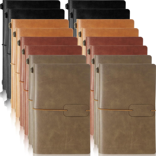 16 Pcs Vintage Travel Notebooks PU Leather Lined Journals Retro ...