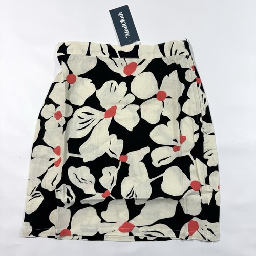 New MODCLOTH My How Marvelous Mini Skirt Black Floral Linen Blend Size ...