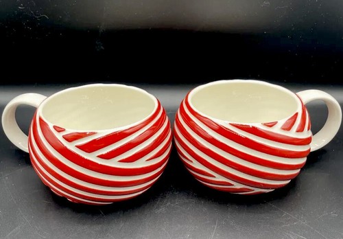 Set of 2 Starbucks Red/White Stripe Candy Twist Coffee Cup Mugs 2013 ...