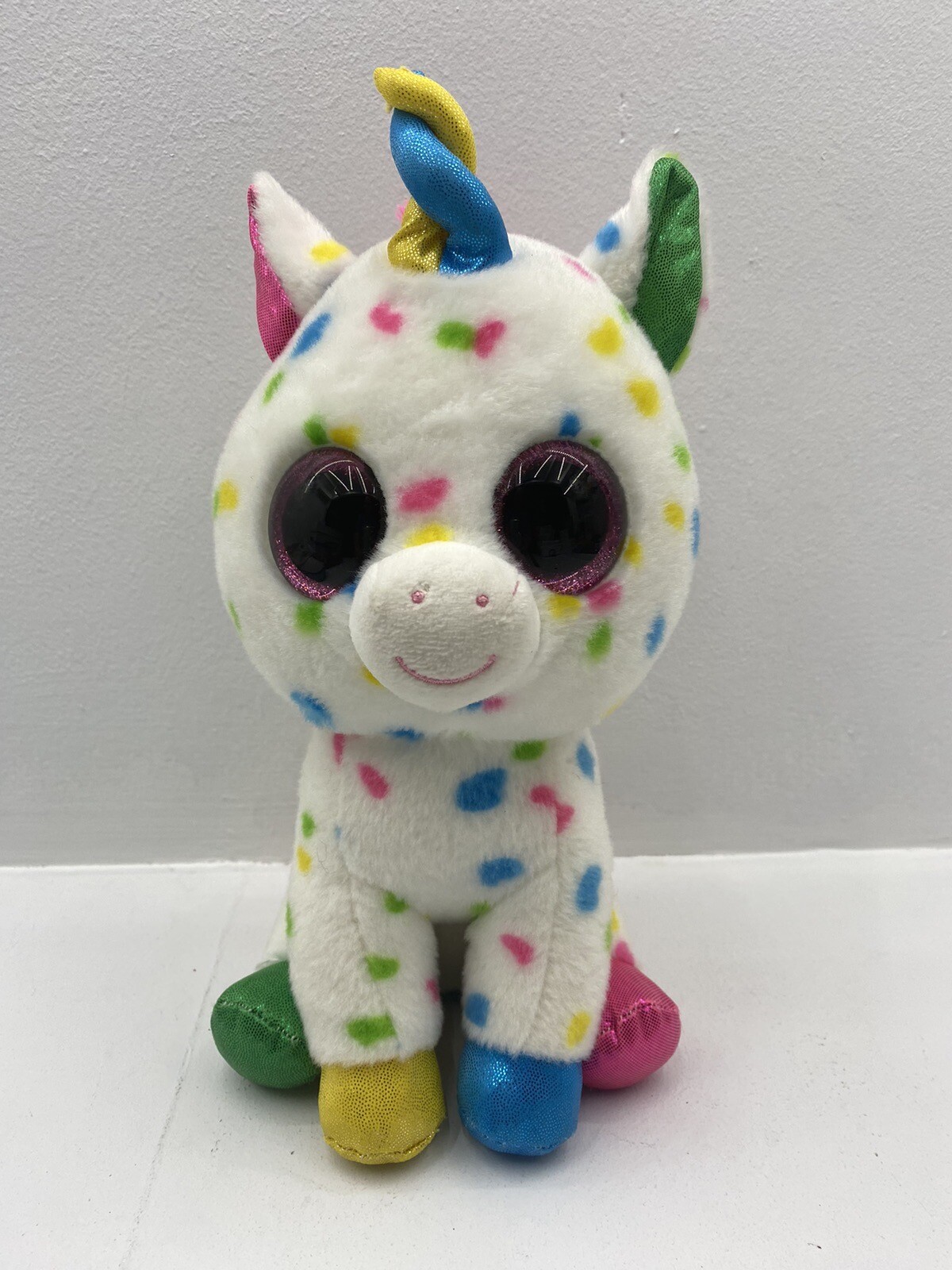 Ty Harmonie 10inch Beanie Boo Rainbow Spotted Unicorn Plush Large ...
