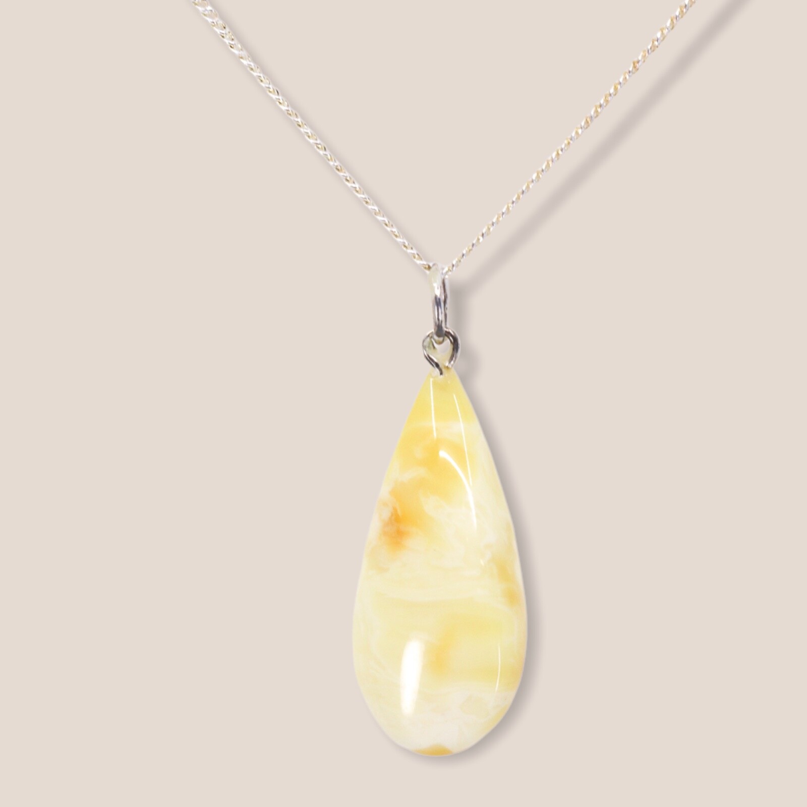 RARE, NATURAL BALTIC, WHITE EMPEROR AMBER NUGGET PEND… - Gem