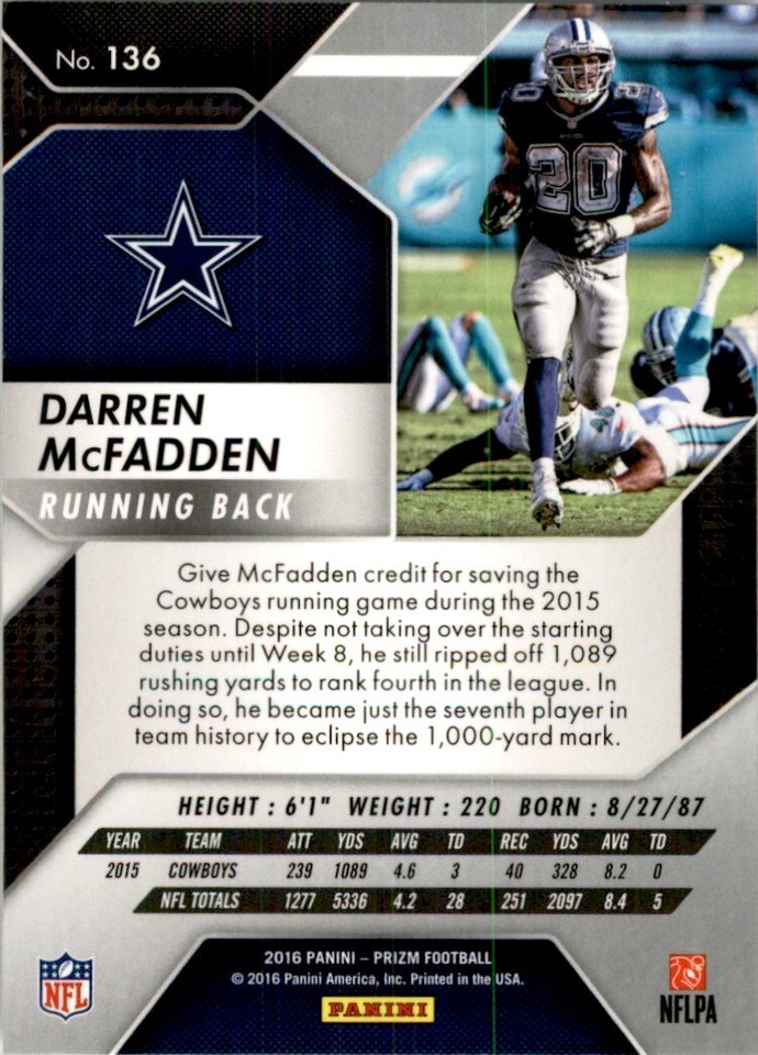 2016 Panini Prizm Darren McFadden Football Cards #136 | eBay