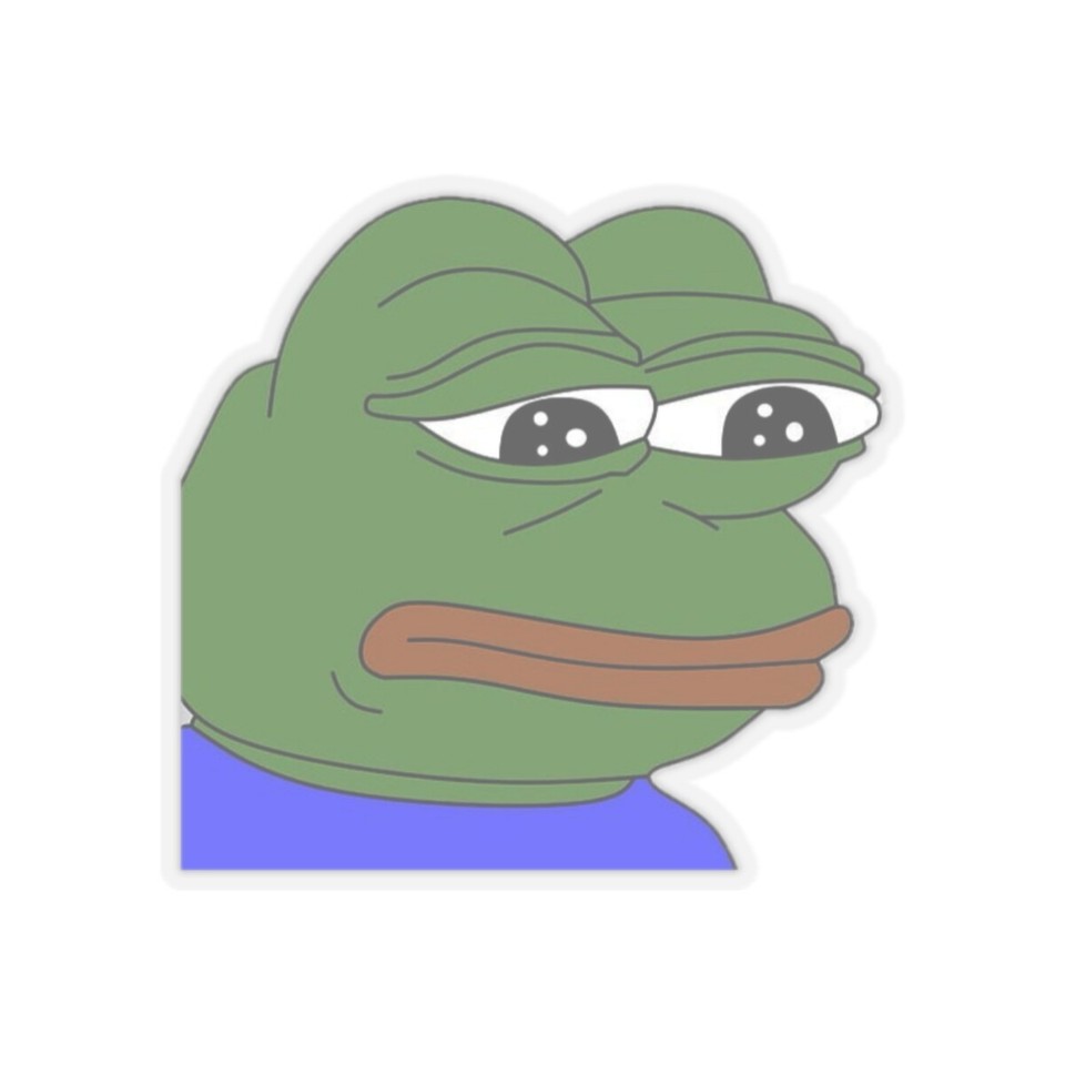 Sad Pepe Frog Funny Prank Comedy Meme Social Media Kiss-Cut Sticker ...