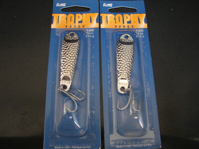 2 Acme Trophy Spoons T-340 Lure 3/4 oz Made in USA Chrome CH Trout ...