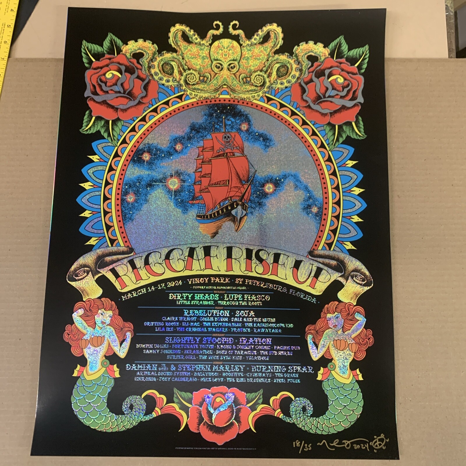 Reggae Rise Up Poster 2024 Slightly Stoopid Rebelution Dirty Heads Foil ...